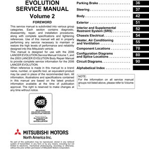 Mitsubishi Lancer Evolution Evo IX 9 - Supplement - Workshop Service ...