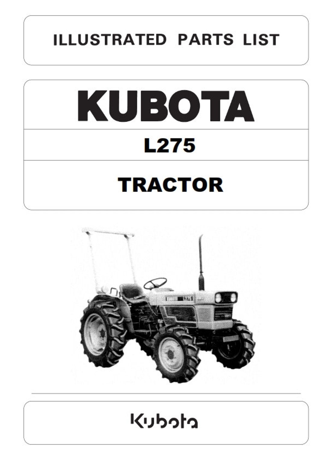Kubota Tractor - L275 - Parts Manual - Etsy
