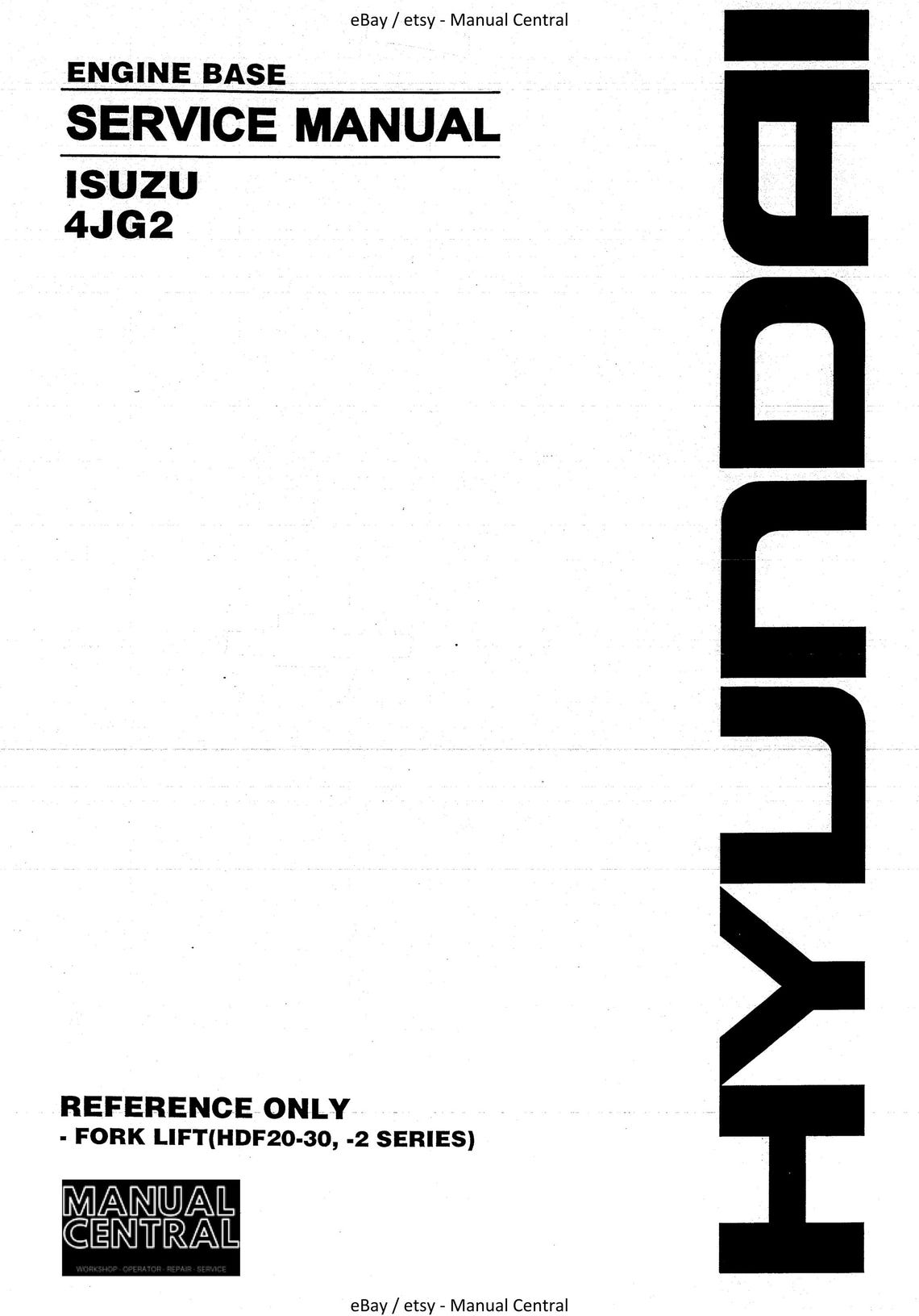Hyundai Isuzu 4JG2 - Engine Workshop Service Repair Manual - Etsy