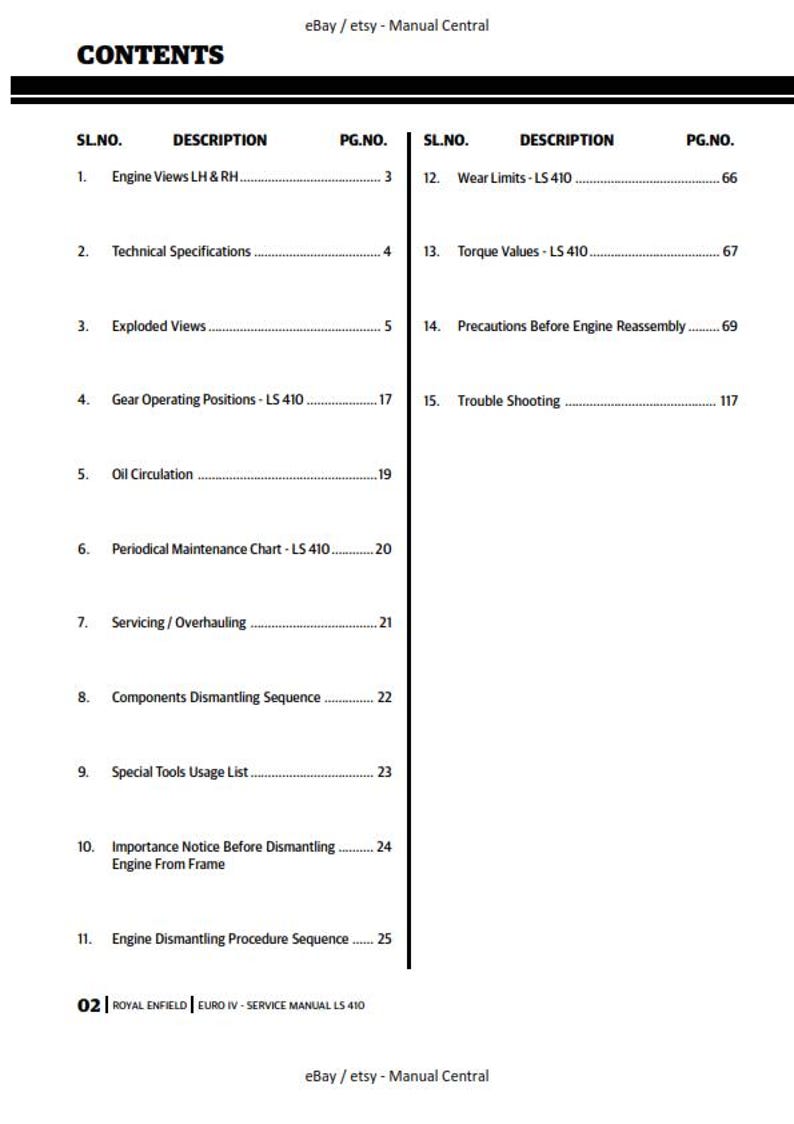 Royal Enfield Euro IV Himalayan LS410 Service Workshop Repair Manual ...