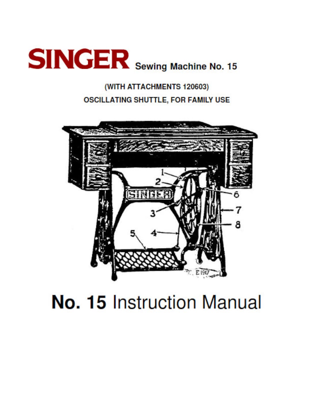 Singer Sewing Machine No 15 - Instruction User Manual - Etsy