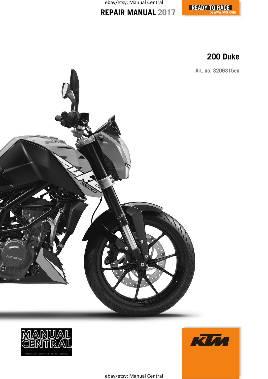 KTM 2017 - 200 Duke - Service Workshop Repair Manual - Etsy Australia