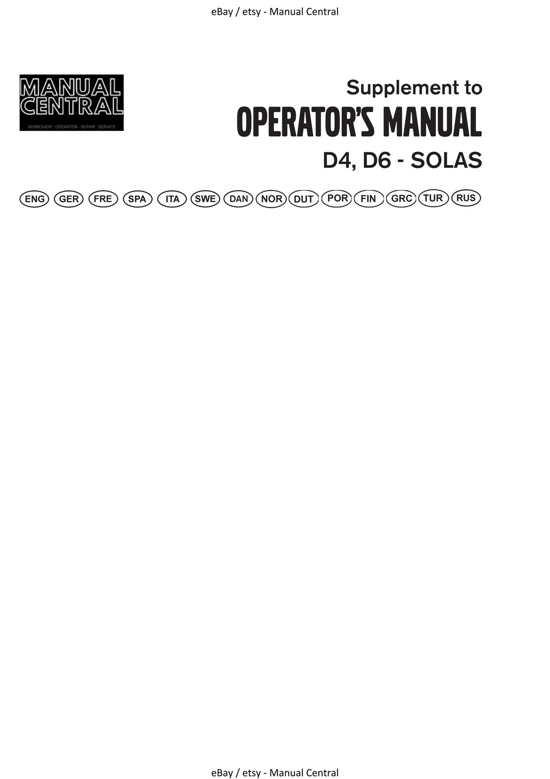 Volvo Penta - D4 D6 Solas - Operator Manual Supplement - Etsy