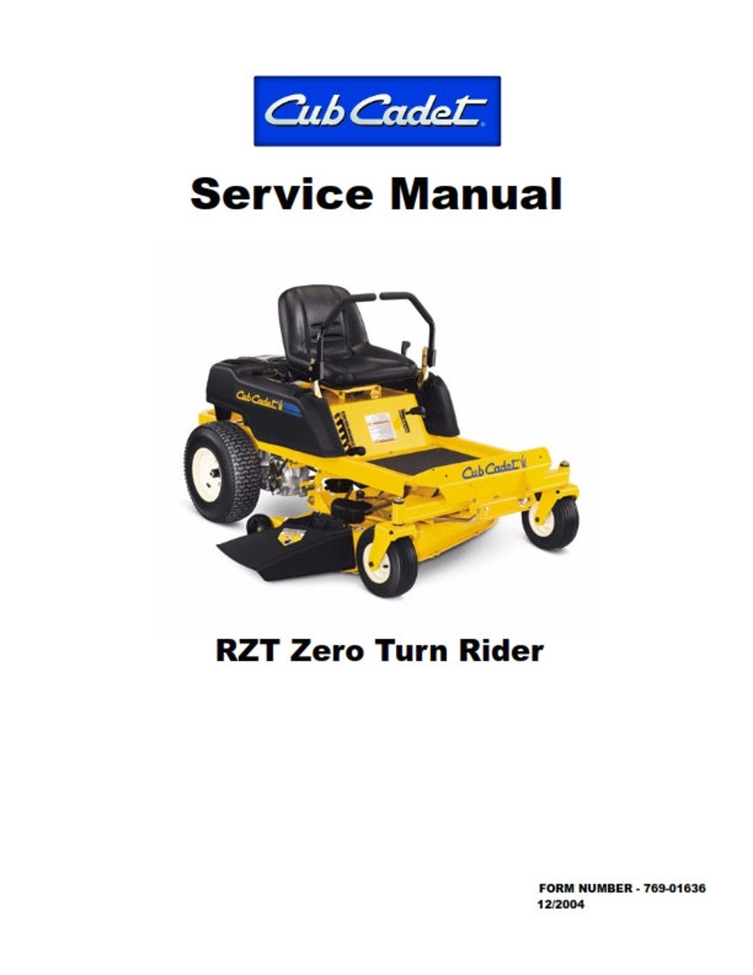 Cub Cadet - Service Manual - RZT Zero Turn Rider - RZT 22 - Etsy