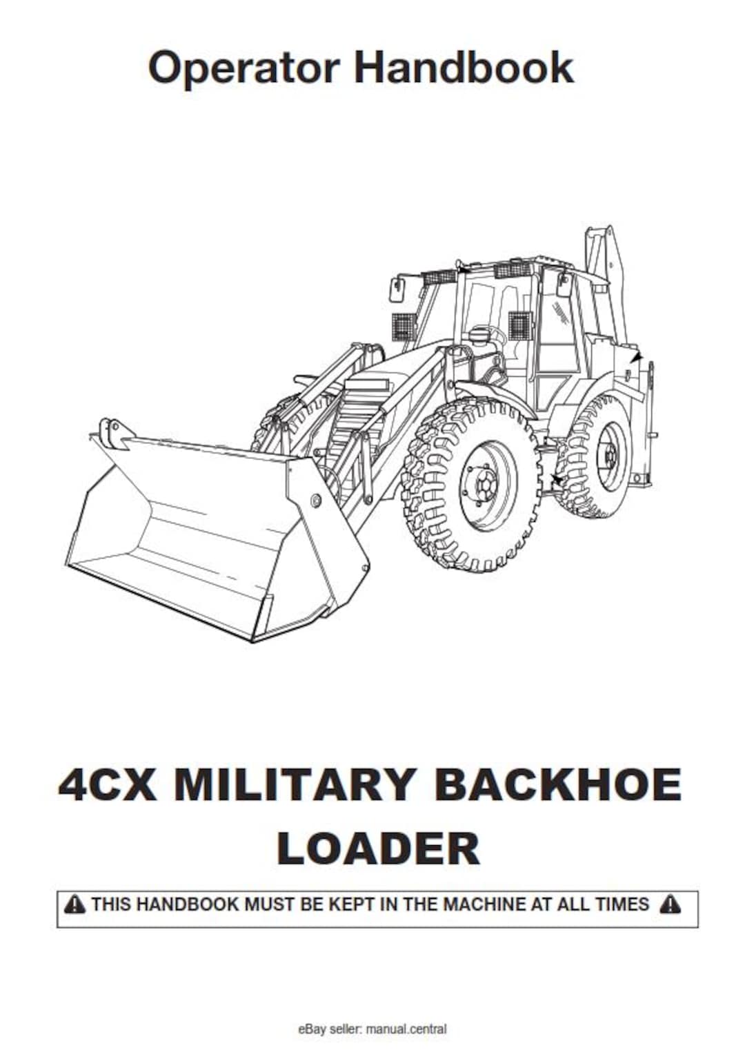 JCB 4CX Military Backhoe Loader Machines - Operator Handbook - Etsy