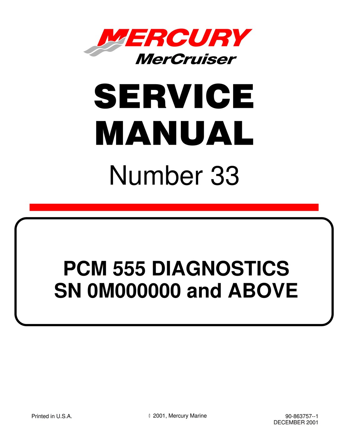 Mercury Mercruiser Service Manual 33 - PCM 555 Diagnostics - SN ...