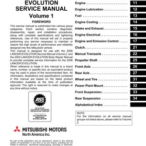 Mitsubishi Lancer Evolution Evo IX 9 - Supplement - Workshop Service ...