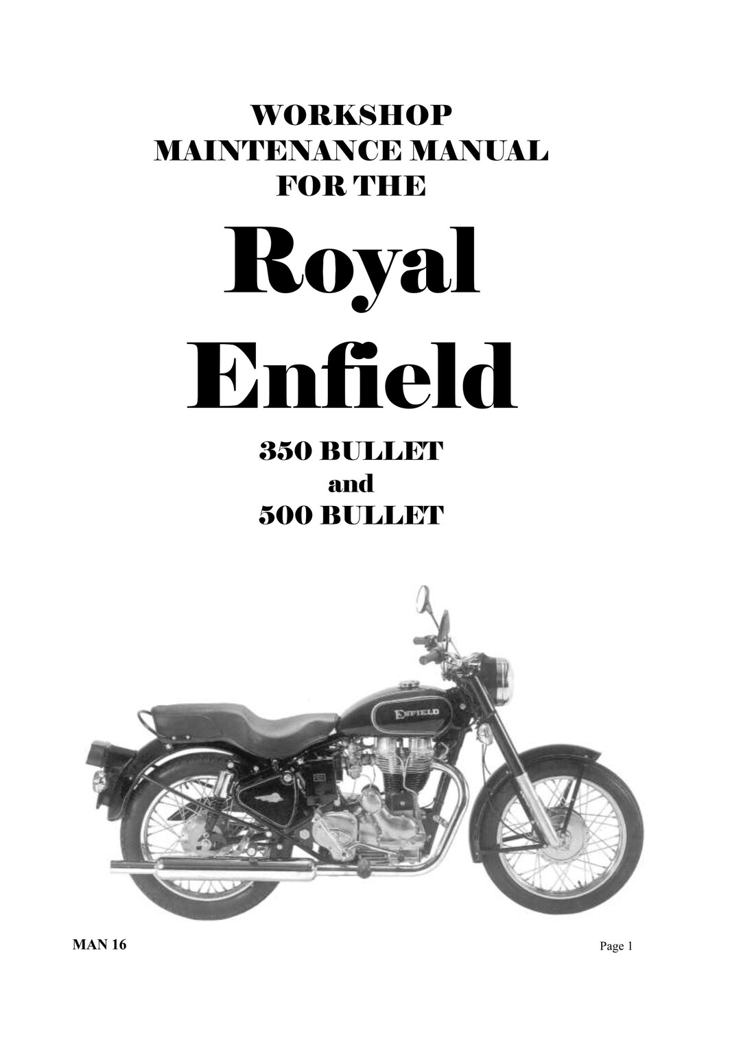 1989 - 2007 Royal Enfield 350 & 500 Bullet Workshop Maintenance Service ...