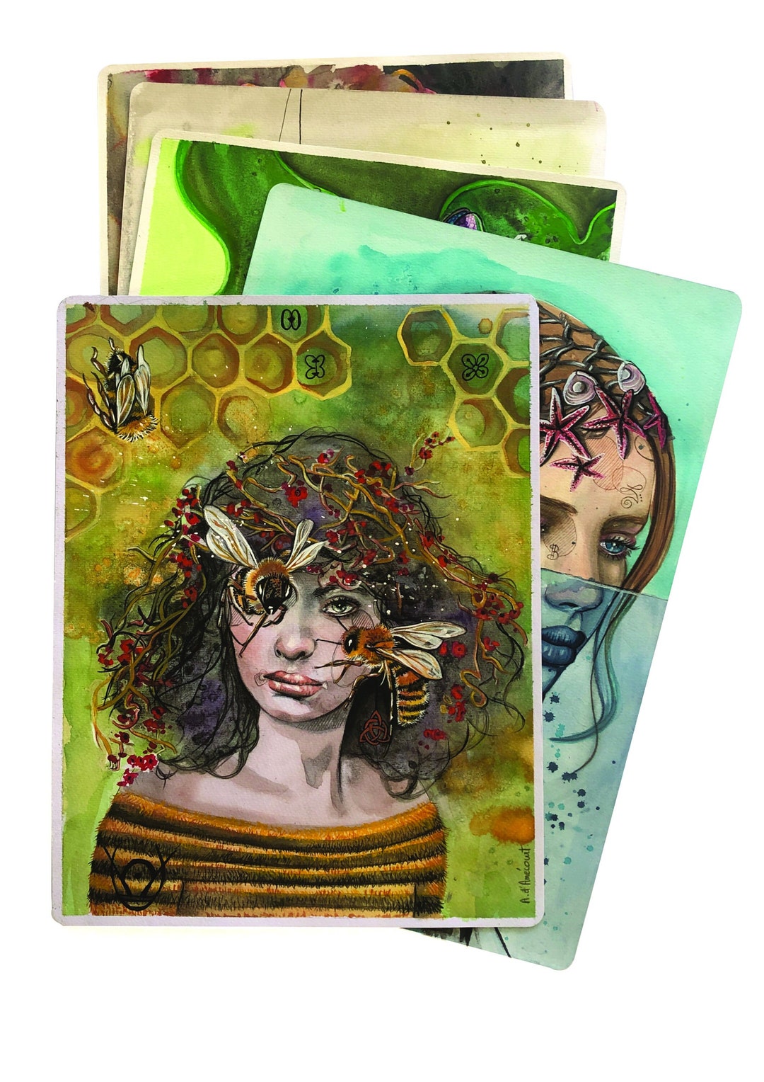 A4 PRINT of a Drawing of the Animal Oracle . bee Eagle Spider Whale ...