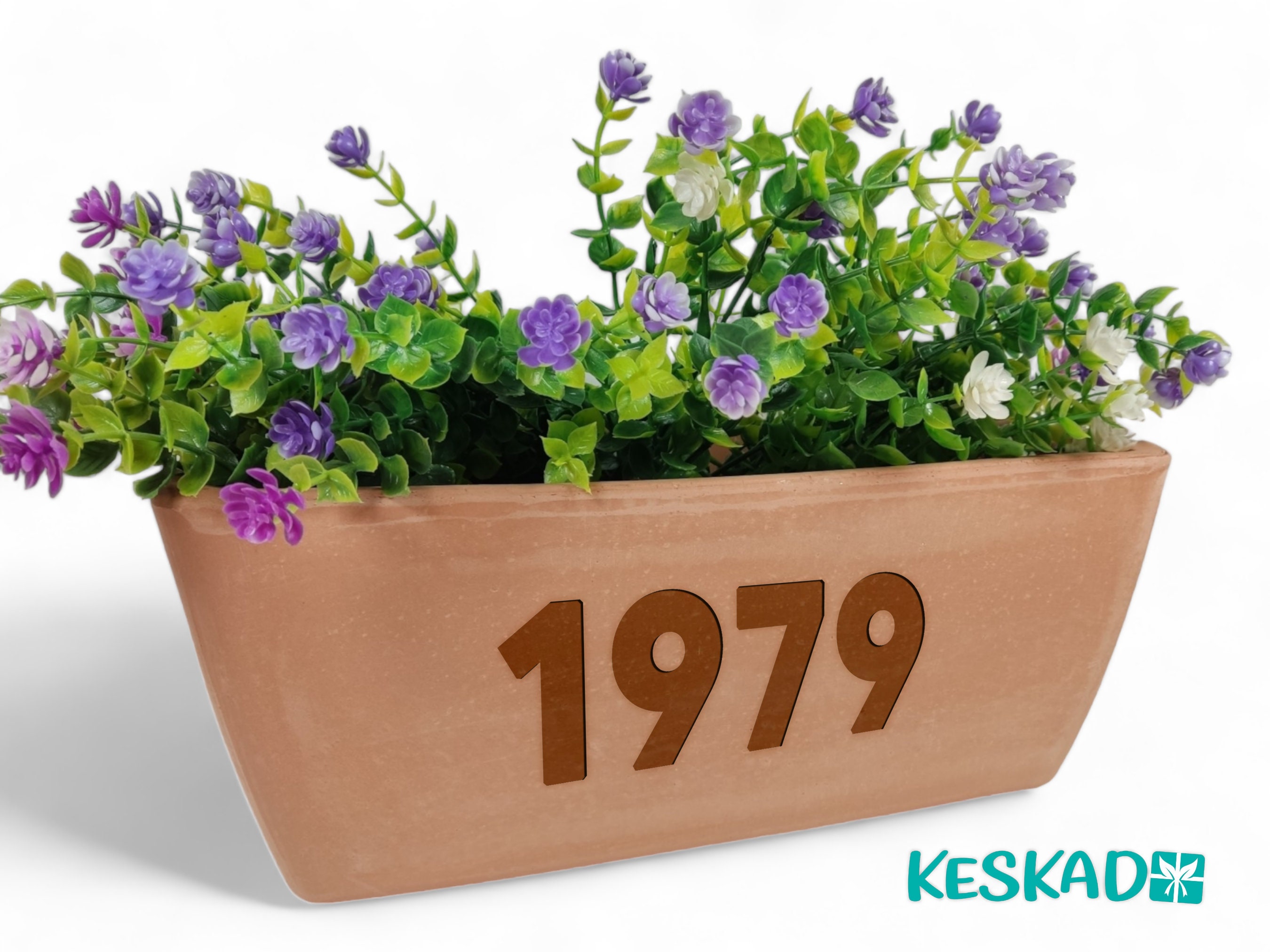 Terracotta FLOWER BOX Personalized With YEAR Gift for BIRTHDAY ...