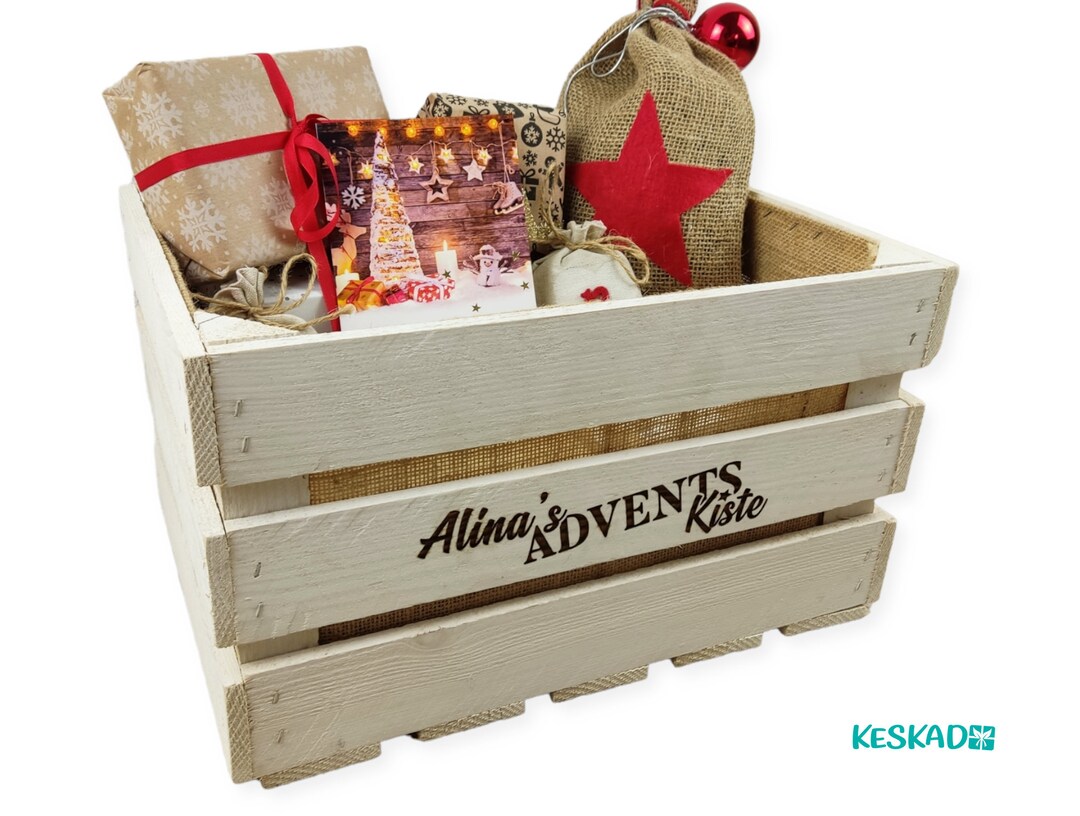 Personalized ADVENT CHEST Wooden Box to Fill in Shabby White Advent ...