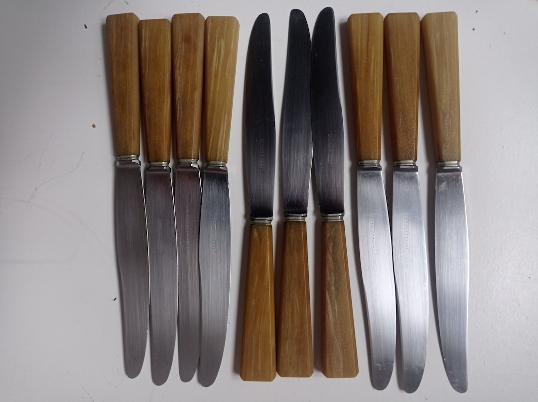 Set of 10 French Vintage Knives With Plastic Handles-plastic Handle ...