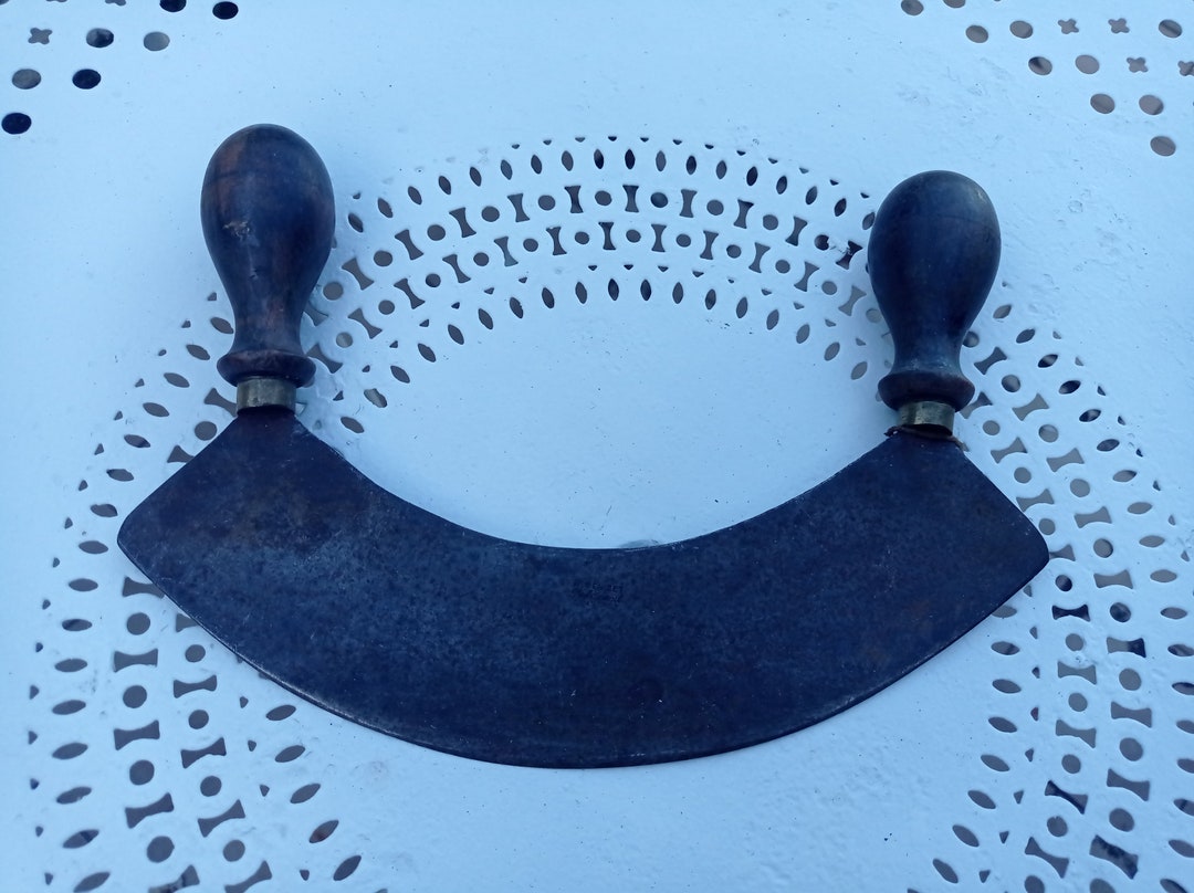 Antique French Iron Herb Chopper-double Wooden Handled-rustic Knife ...