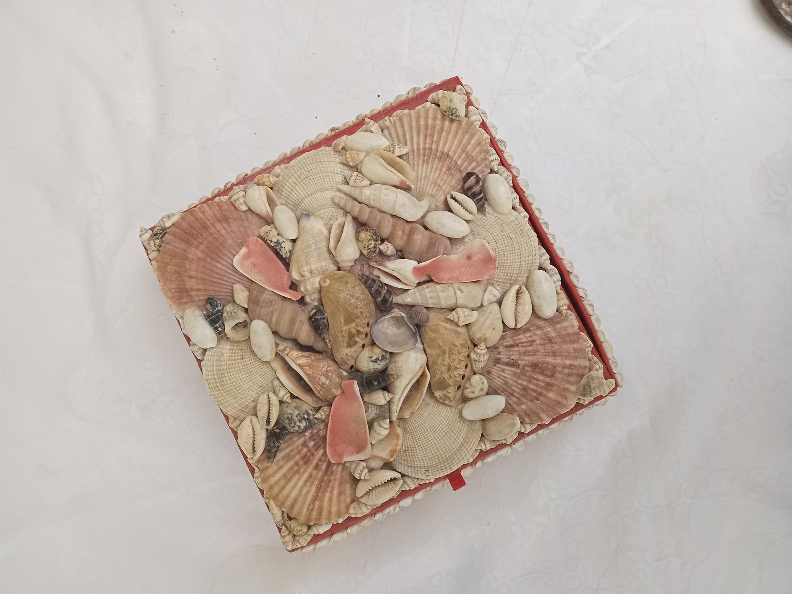 Antique Jewelry Box With Real Shell Decor-jewelry Box Shell Vintage and ...