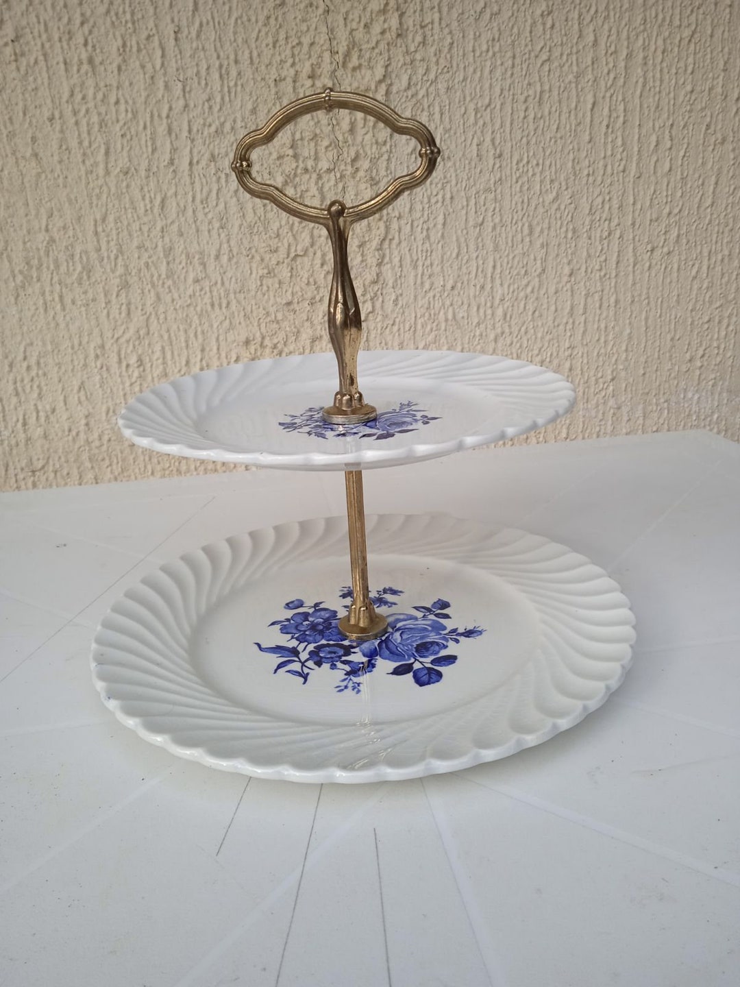 French Antique Serving Platter- Porcelain Serving Plate With Silver ...