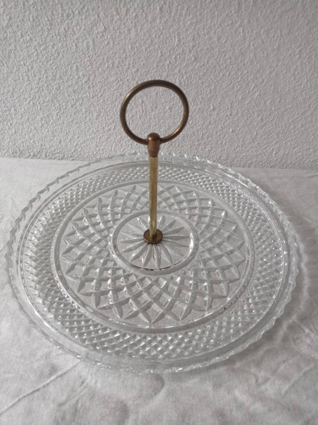 French Antique Serving Platter-cut Glass Serving Plate With Silver ...