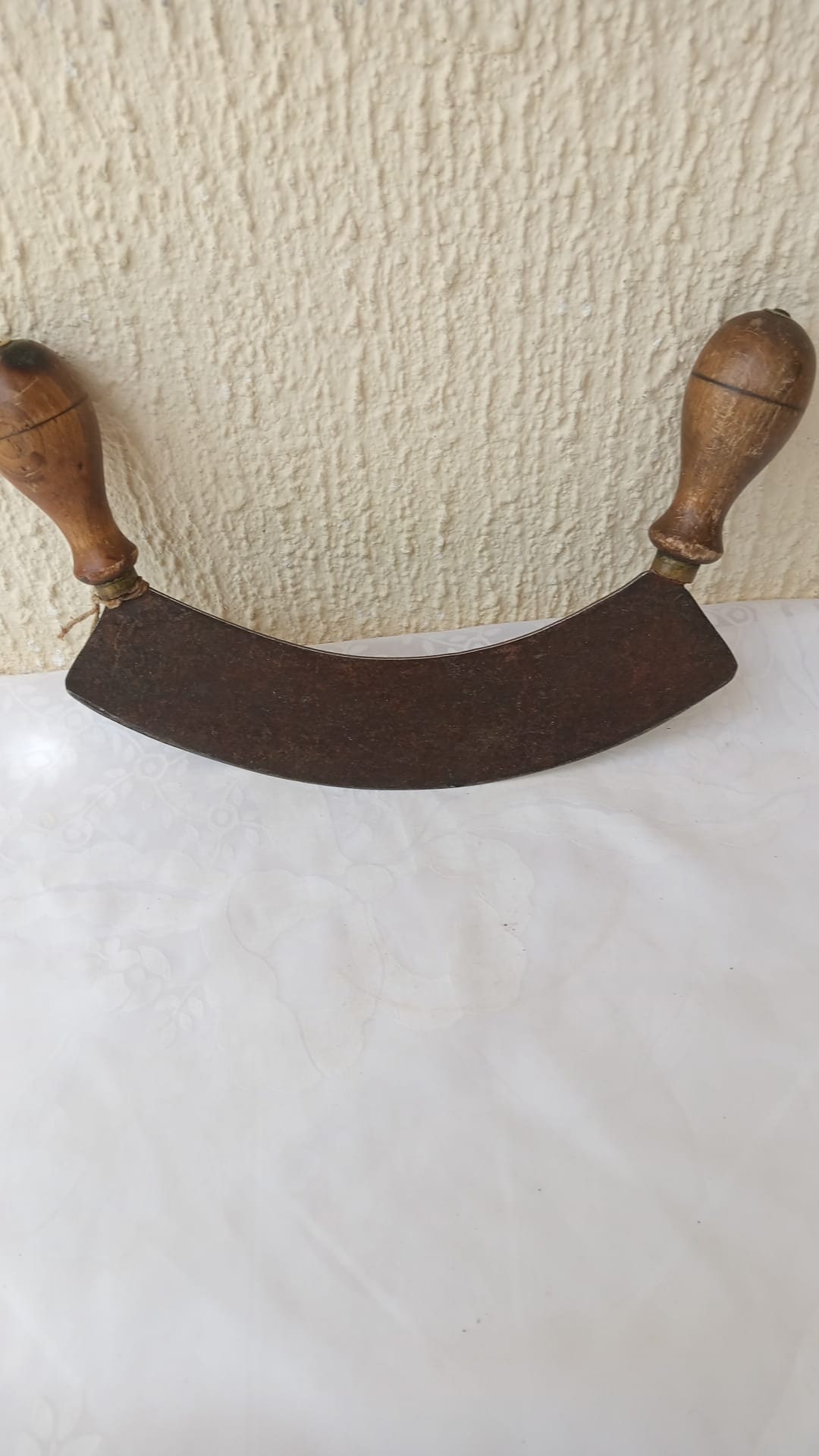 Antique French Iron Herb Chopper-double Wooden Handled-rustic Knife ...