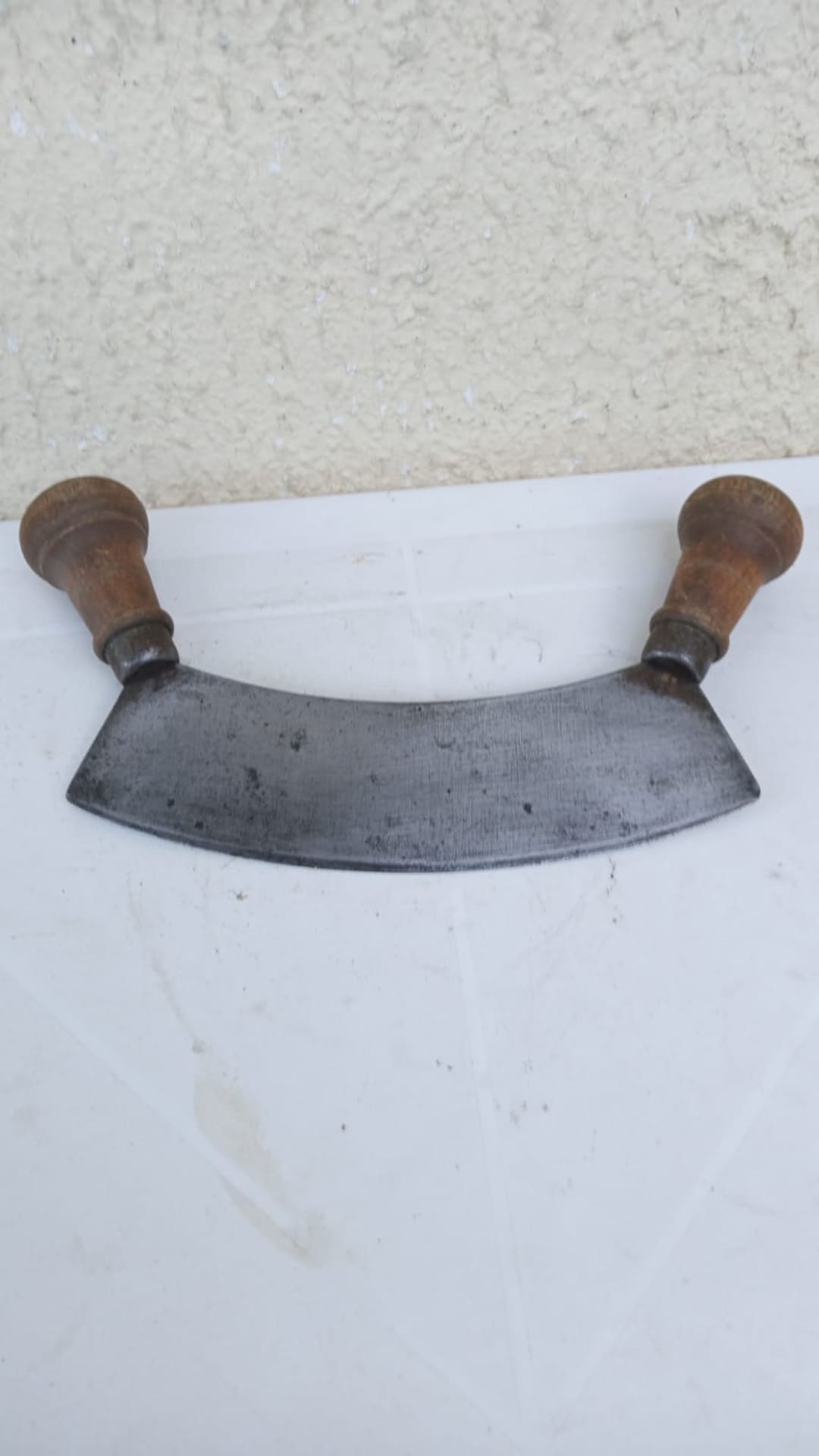 Antique French Iron Herb Chopper-double Wooden Handled-rustic Knife ...