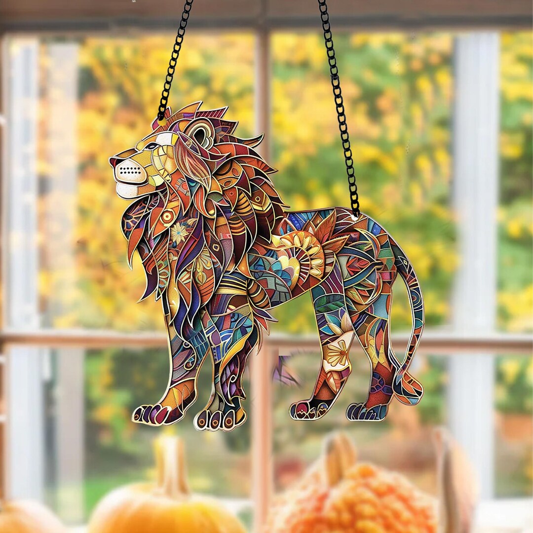 Lion Acrylic Window Hanging 2D, Lion Window Decor Home,wall Art ...