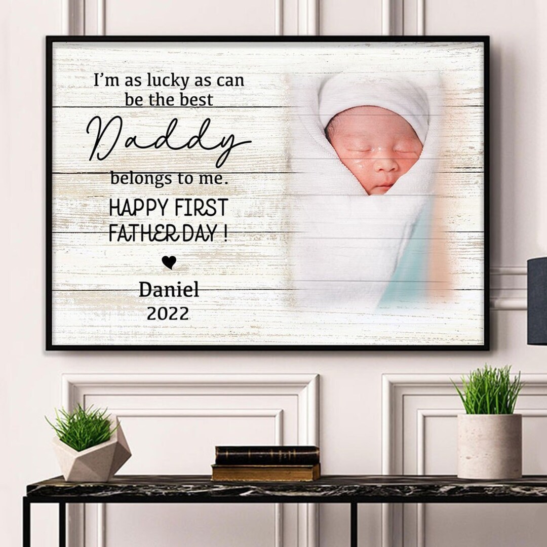 Personalized First Father's Day Canvas, First Time Dad Gift, Fathers ...