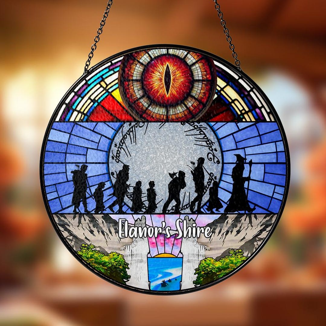 LOTR Stained Glass Suncatcher, Custom Movie Window Hanging Ornament ...