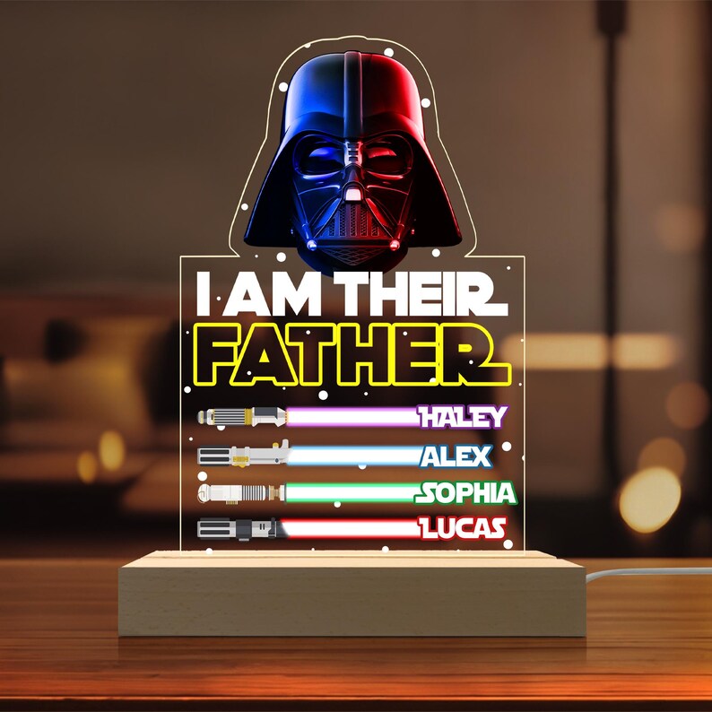 Custom Mandalorian Dad Night Light, Personalized Dad LED Night Light, I ...