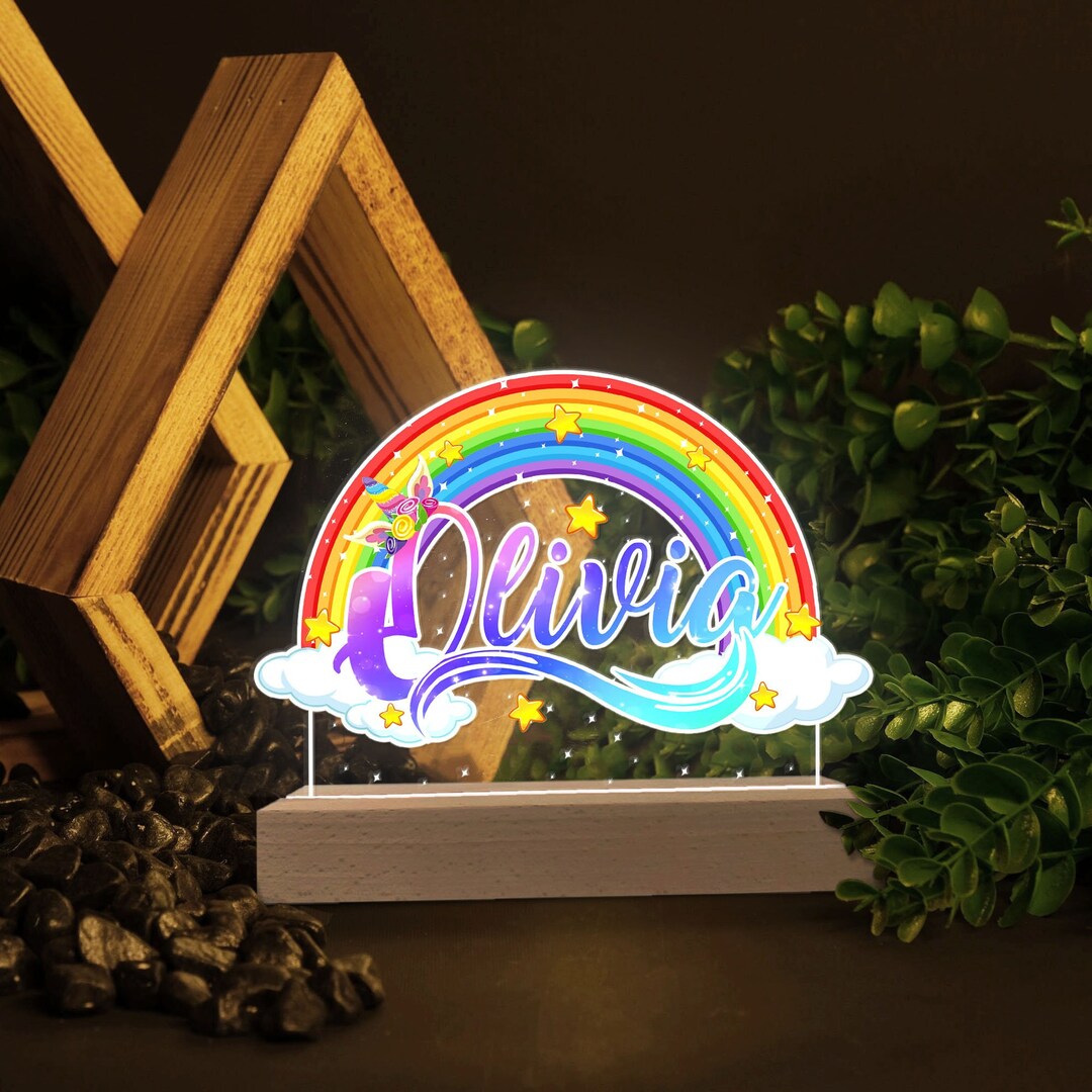 Custom Colorful Rainbow Night Light, Cute Rainbow Night Light, Gift for ...