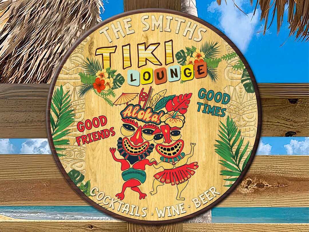 Personalized Tiki Bar Round Wood Sign Tiki Hut Sign Tiki - Etsy