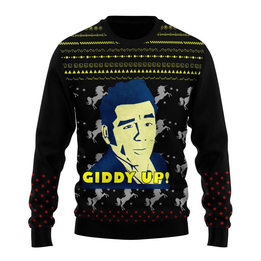 Cosmo Kramer Giddy up 3D Print Ugly Christmas Sweater, Cosmo Kramer ...