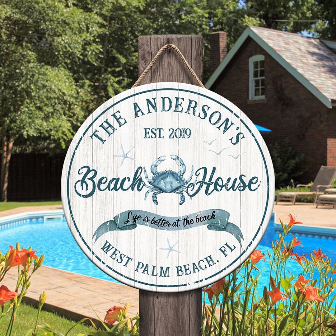 Personalized Beach House Sign, Beach House Art Decor, Beach Party ...