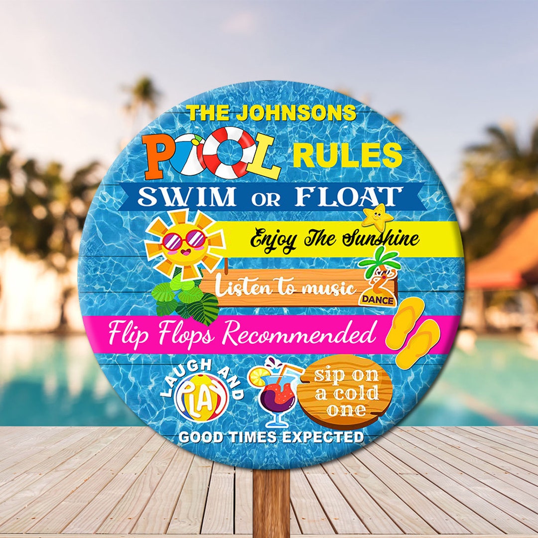 Personalized Pool Outdoor Summer Sign Custom Family Name Wood Sign ...