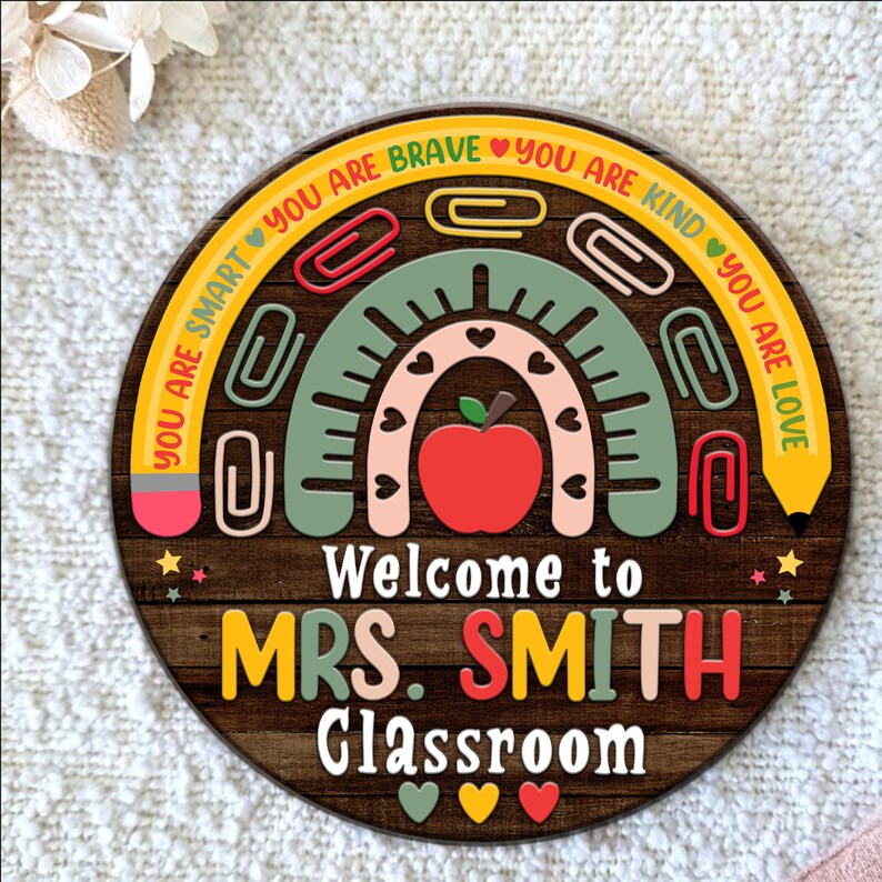 Personalized Teacher Name Sign, Classroom Door Hanger, First Grade ...