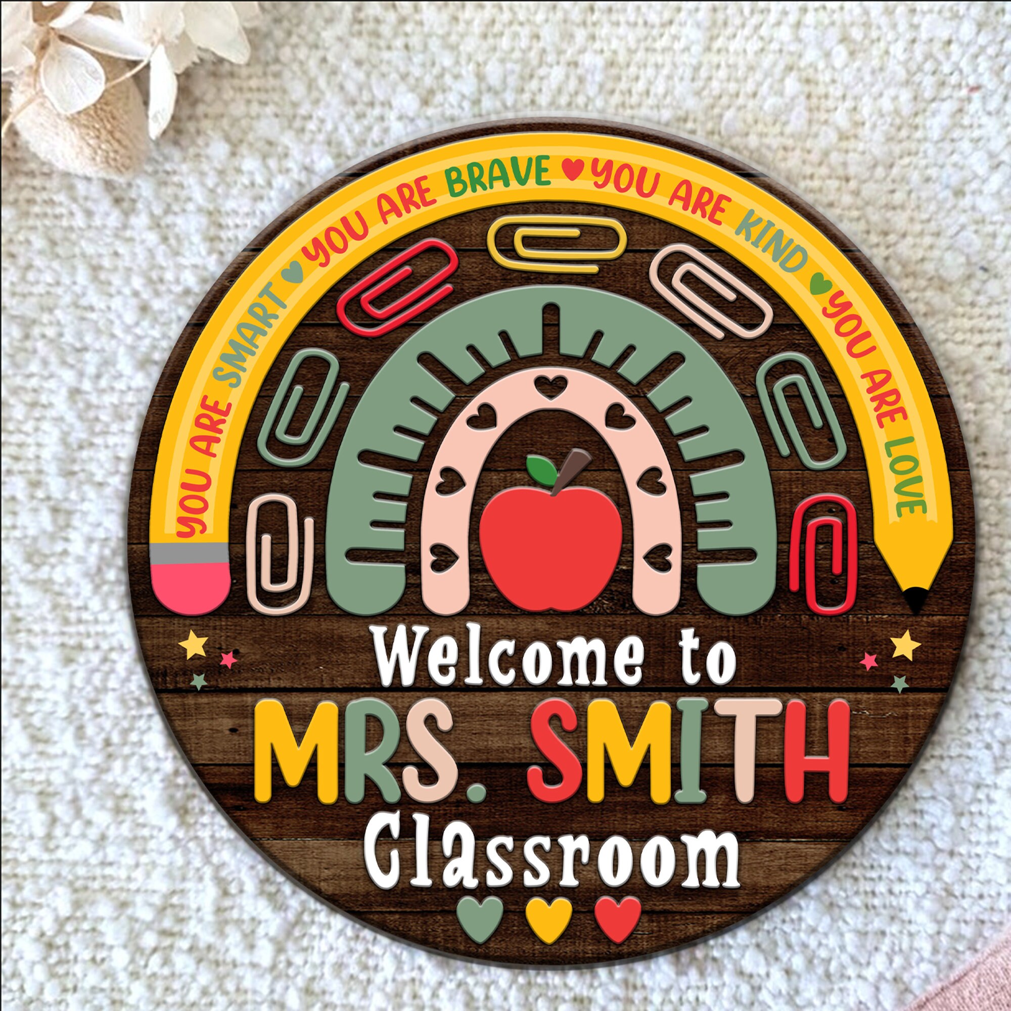 Personalized Teacher Name Sign, Classroom Door Hanger, First Grade ...