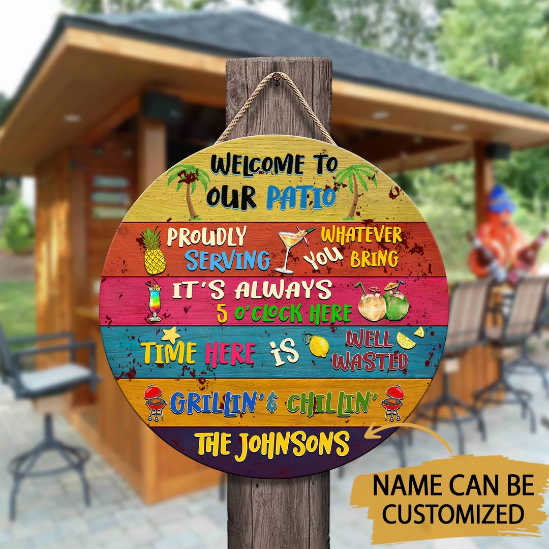 Patio Garden Bar Grill Sign Bar Signs Bbq Signs Personalized Huge ...