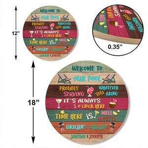 Personalized Welcome to Our Pool Sign, Custom Family Name Wood Sign ...