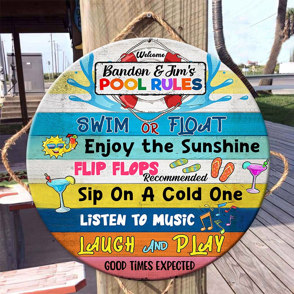 Personalized Family Pool Summer Outdoor Decor Wood Sign, Customized ...