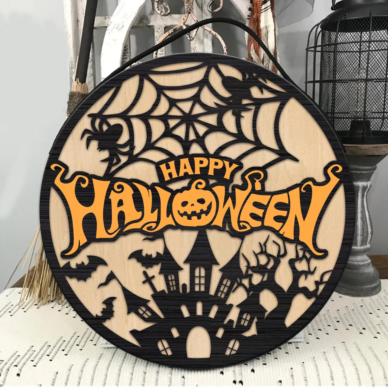 Happy Halloween Door Hanger Wooden Sign, Halloween Sign, Happy ...