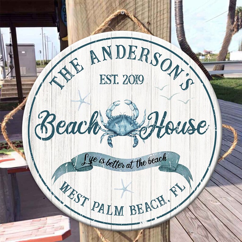 Personalized Beach House Sign Beach House Art Decor Beach - Etsy
