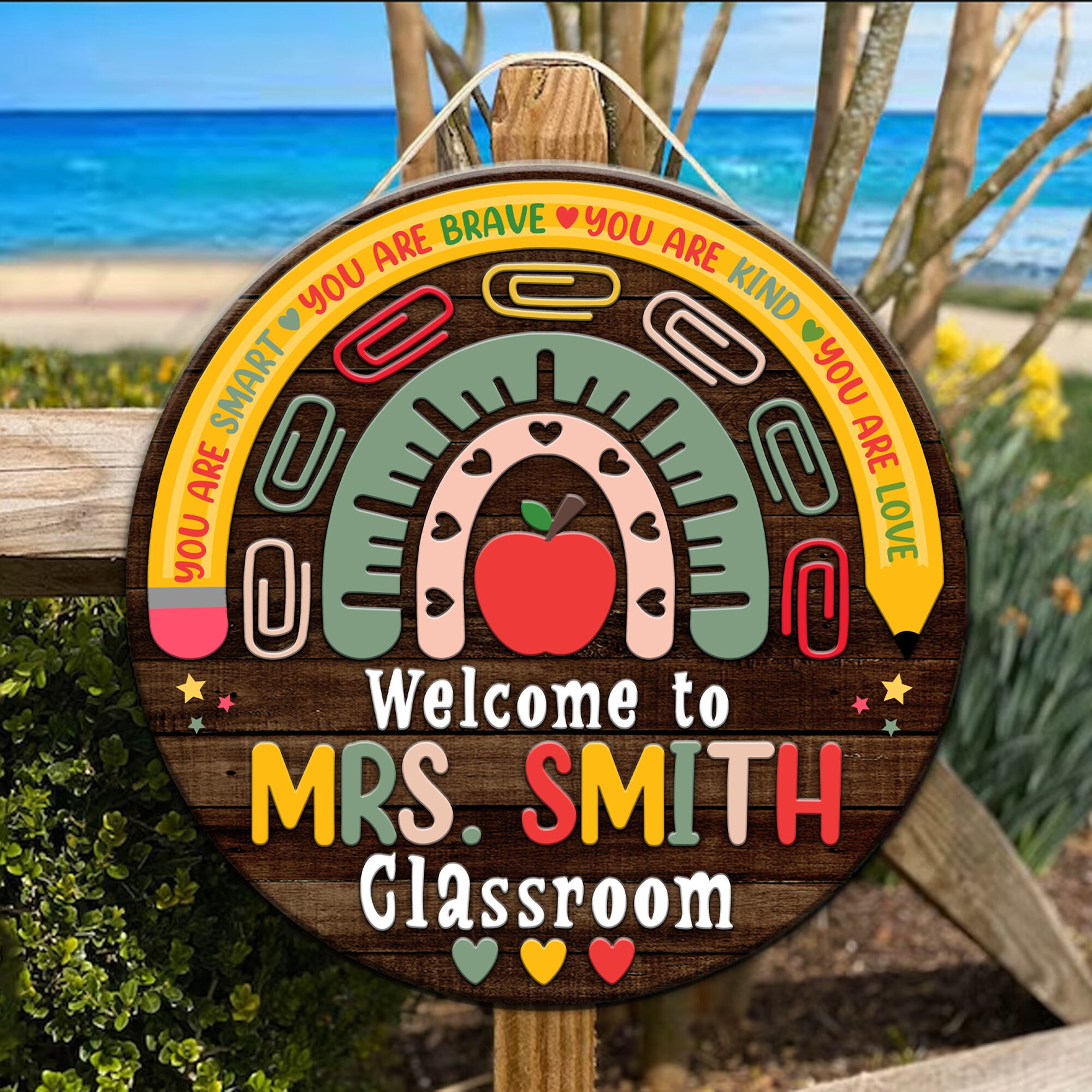 Personalized Teacher Name Sign, Classroom Door Hanger, First Grade ...