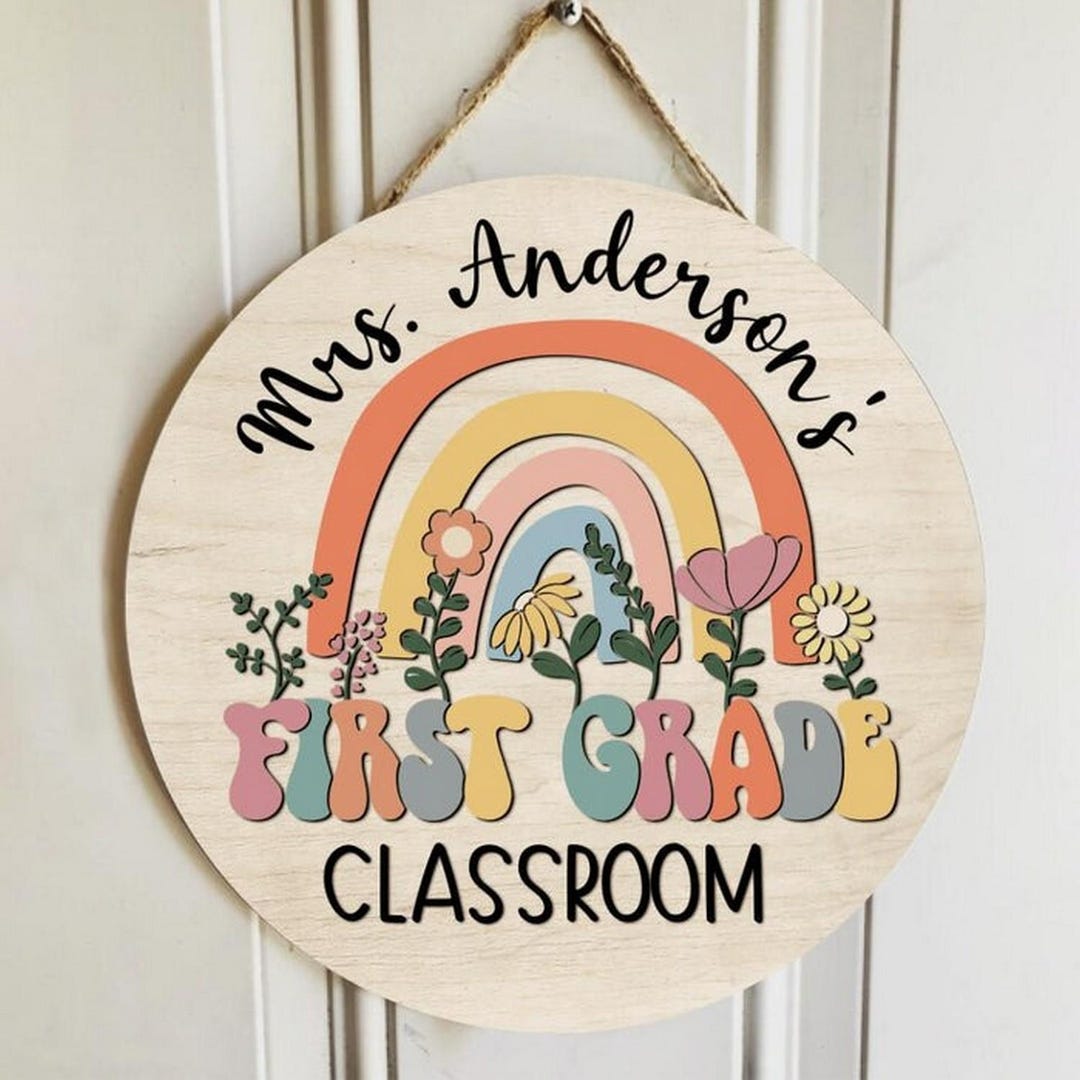 Personalized First Grade Classroom Sign, Custom Teacher Door Sign ...