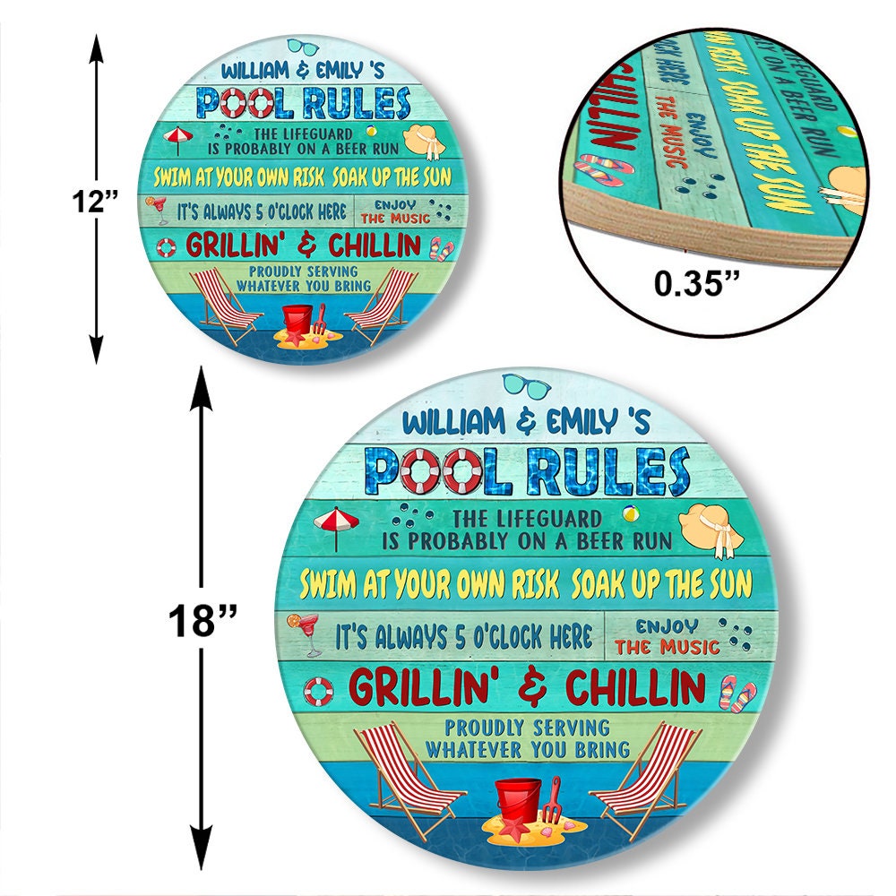 Personalized Pool Rules Wooden Sign, Funny Swimming Pool Sign, Poolside ...