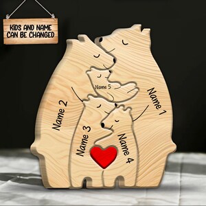 Wooden Bear Family Puzzle,3 Person Animal Figurines, Family Home Decor ...