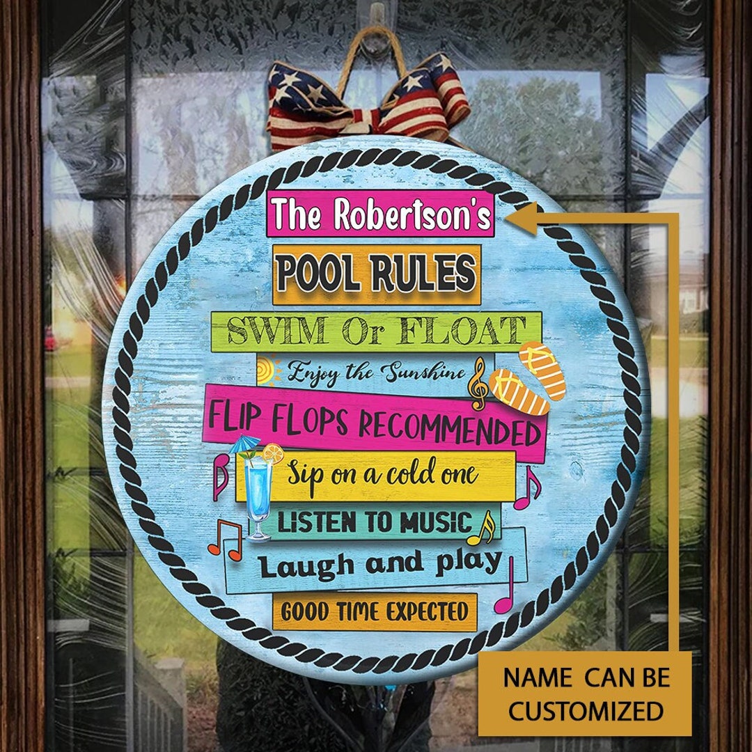 Personalized Pool Rules and Quotes Wooden Sign, Pool Party Gift, Summer ...