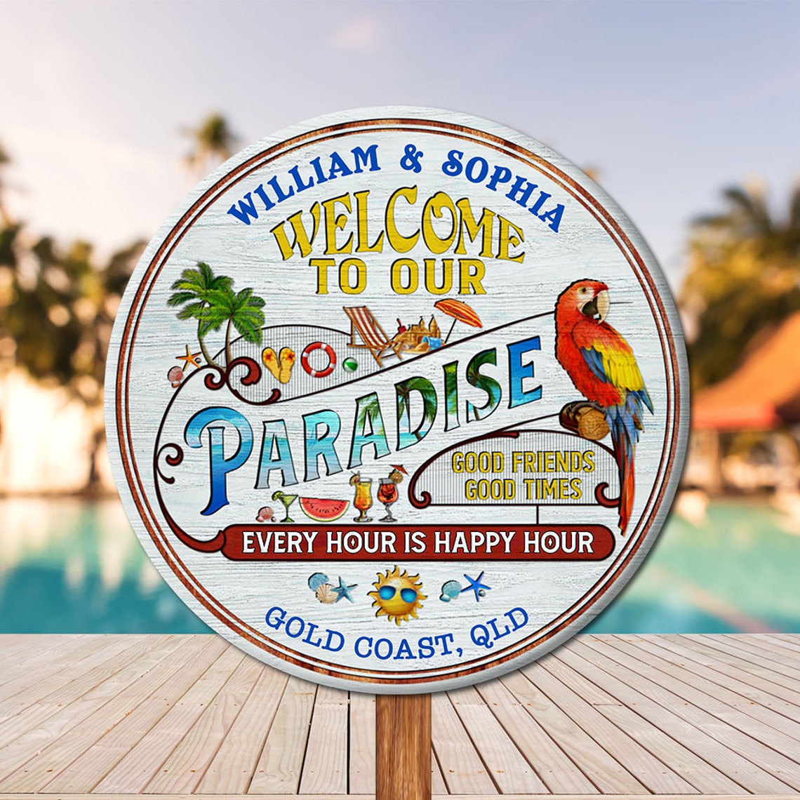 Welcome to Our Paradise Wood Sign Personalized Pool Signs - Etsy