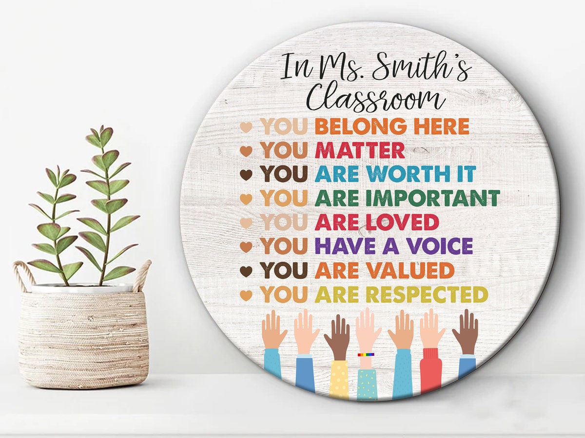 Diversity Classroom Sign, Personalized Classroom Sign, Inspirational ...