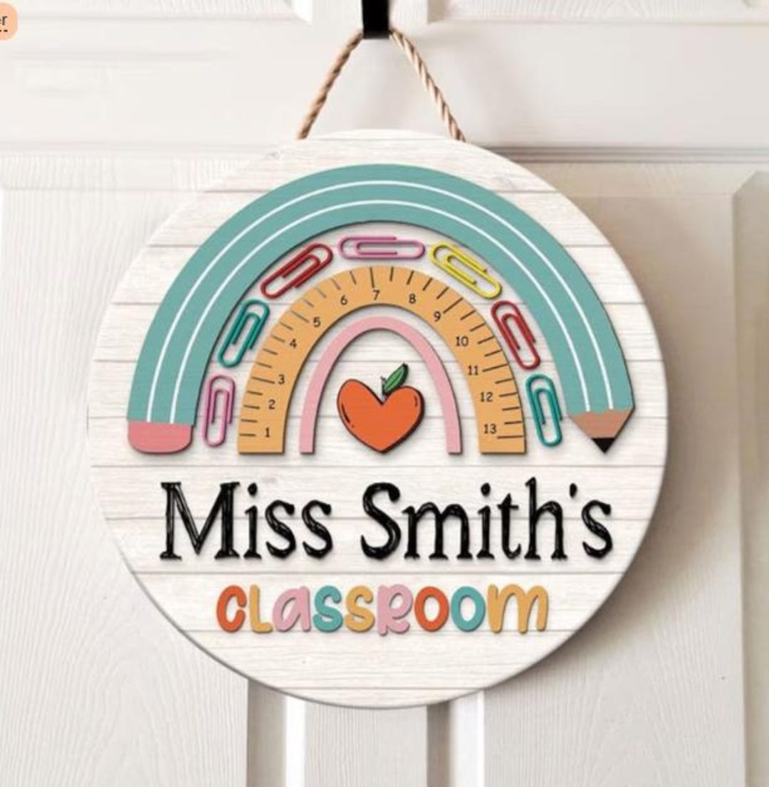Custom Teacher Door Sign, Teacher Name Sign, Personalized Teacher Door ...