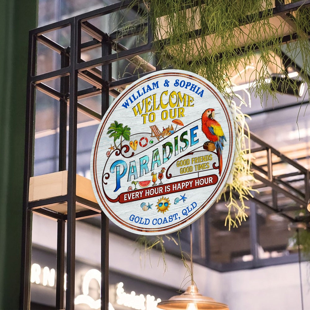 Welcome to Our Paradise Wood Sign Personalized Pool Signs - Etsy