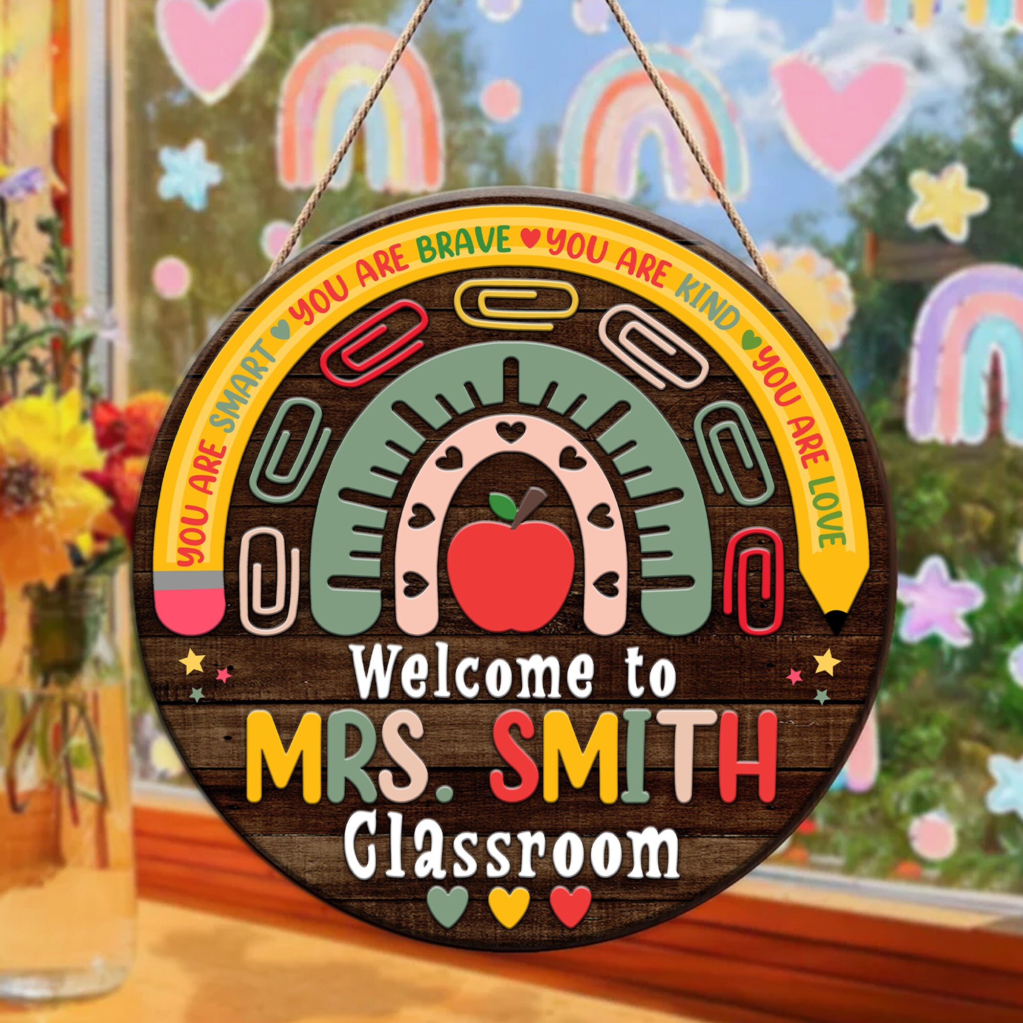 Personalized Teacher Name Sign, Classroom Door Hanger, First Grade ...