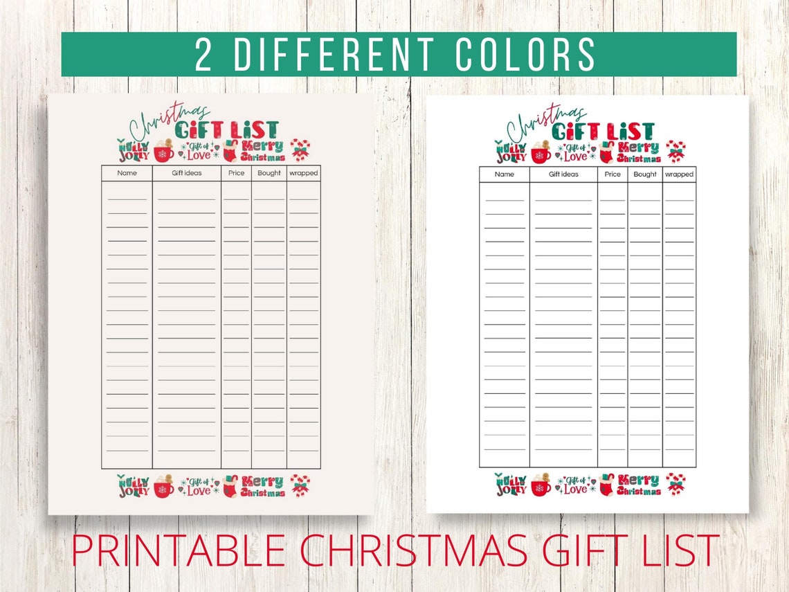 Printable Christmas Gift List, Christmas Gift Tracker, Christmas Gift ...