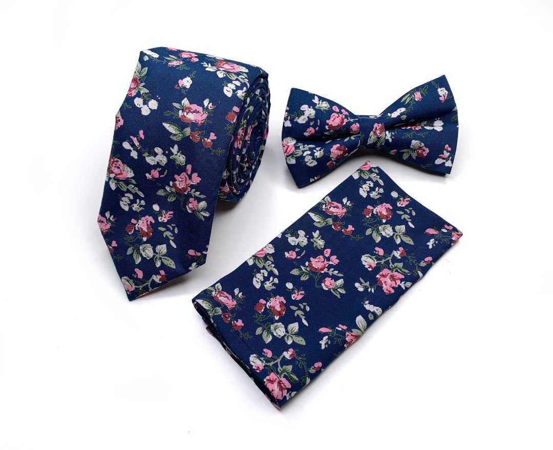 Navy Floral Tie Blue Floral Necktie Bow Tie Suspenders - Etsy Navy Floral Tie Blue Floral Necktie Bow Tie Suspenders - Etsy